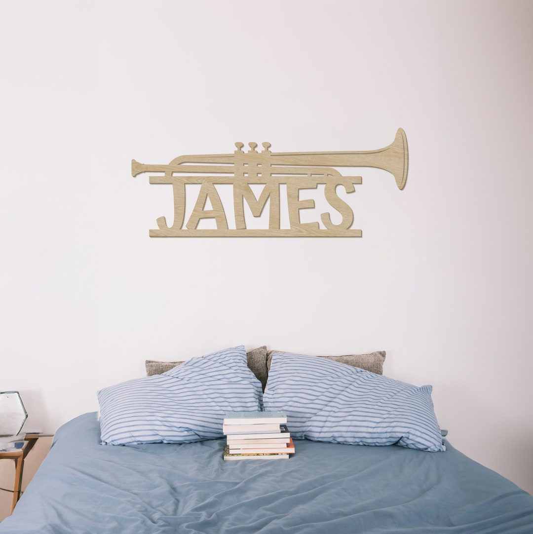 Personalized Trumpet Name Sign, Nursery Name Wood Sign, Kids Room Decor ...