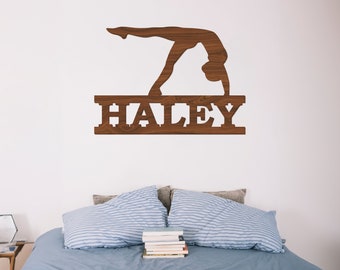 Name Sign Gymnastics Girl Room Sign With Name Sign Wood Name Gymnastics ...