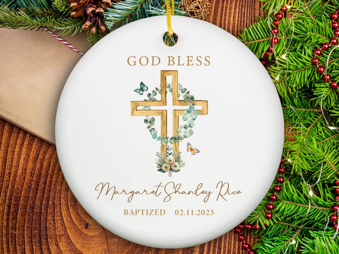 Personalized Baptism Ornament, God Bless Keepsake, Boy Christening Gift ...