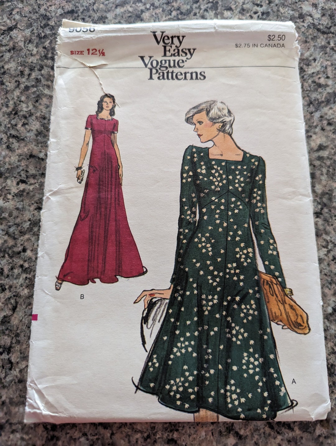 Vintage 1970s Vogue Ladies' Dress Sewing Pattern #9056, Size 12 1/2 ...
