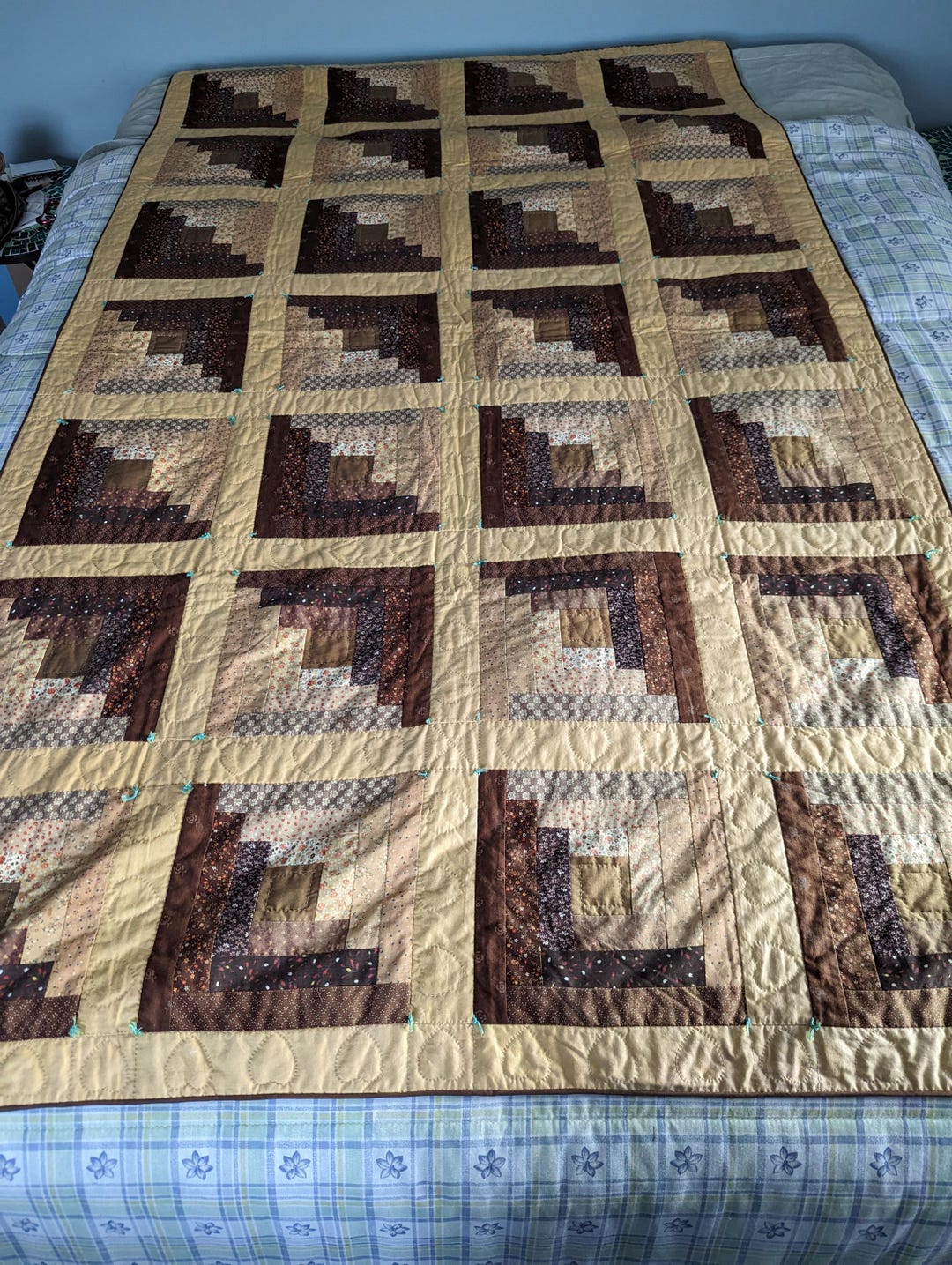 Vintage 1980s Log Cabin Quilted Wall Hanging - Etsy