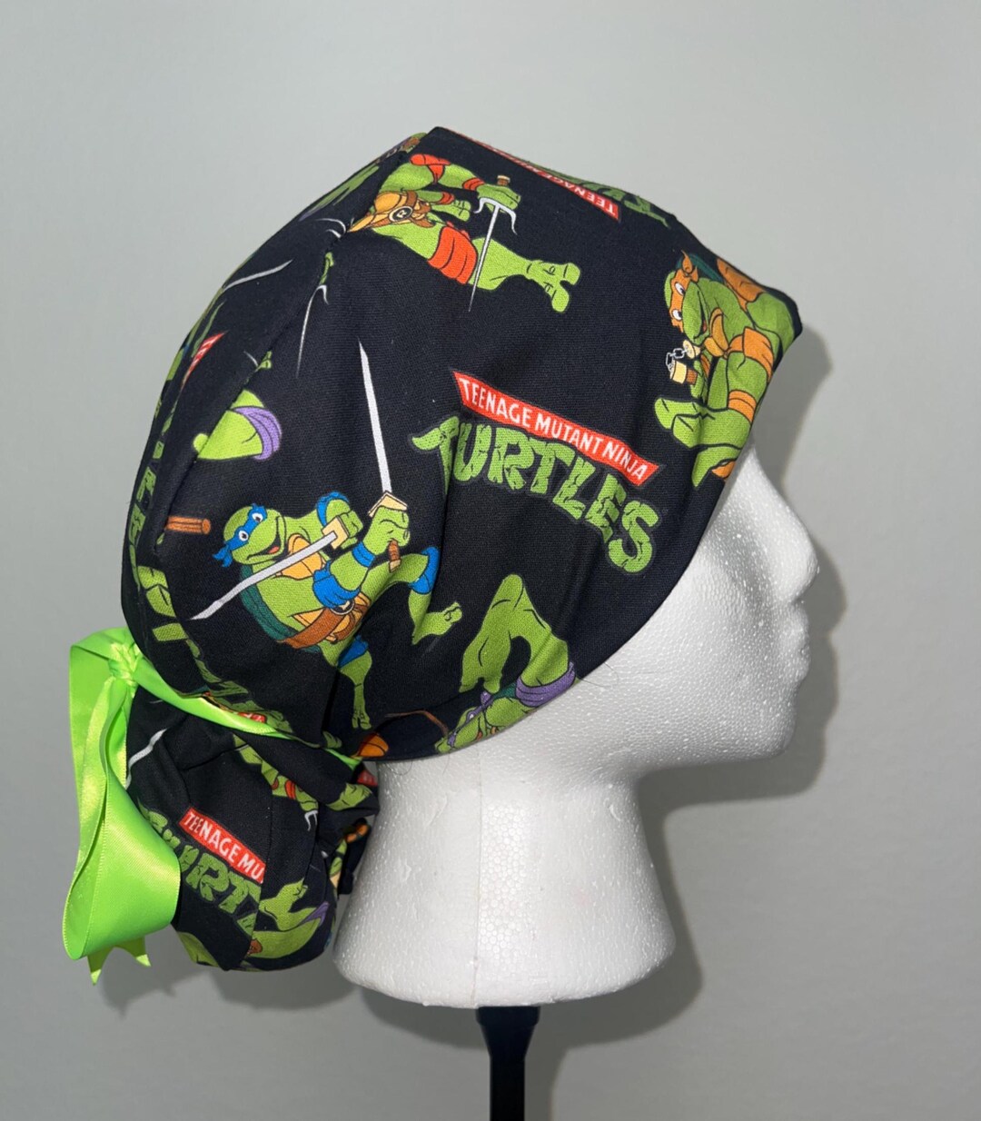 Turtle-eeey 2 Hat, Ninja Turtle Ponytail Scrub Cap – TMNT Print ...