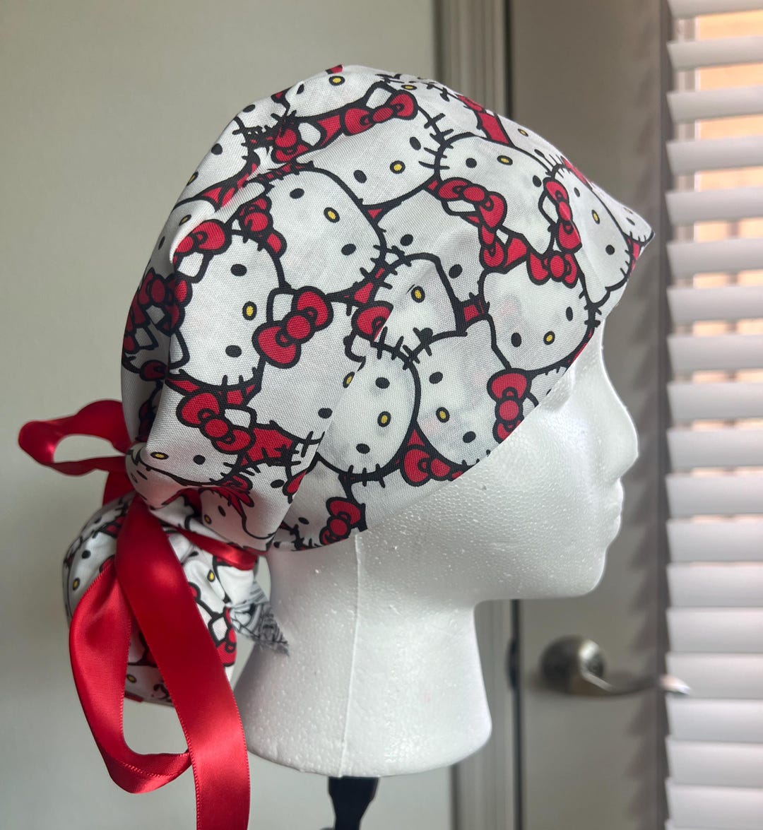 Hello Meow (hello Kitty) Scrub Hat, Ponytail Scrub Cap, Surgical Caps ...