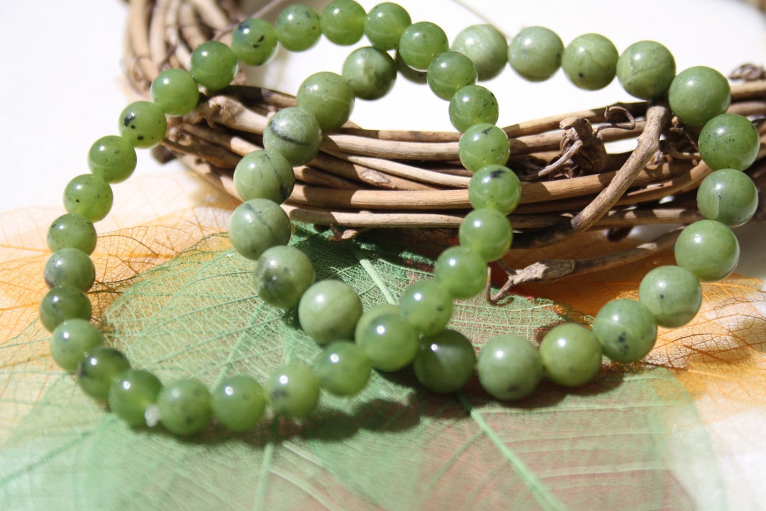 Natural JADE NEPHRITE Bracelet, 6 Mm and 8 Mm, Semi-precious Stone - Etsy