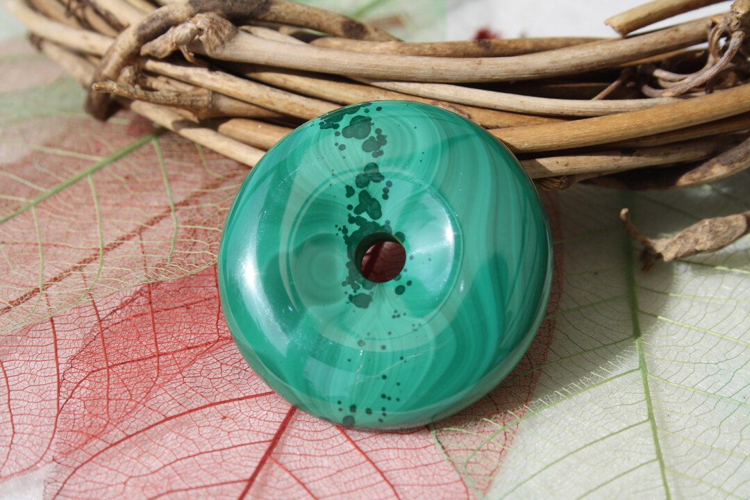 Genuine MALACHITE Pendant, PI Shape, Natural Stone, Semi-precious Gem ...