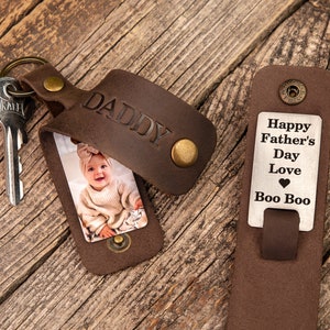 Leather Keychain With Photo, Personalized Leather Photo Keychain ...