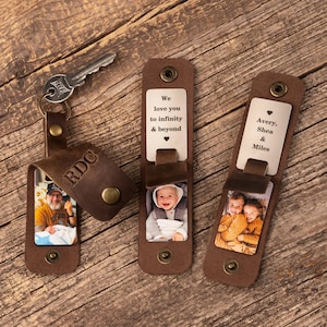 Gifts for Grandpa, Personalized Leather Photo Keychain, Picture ...