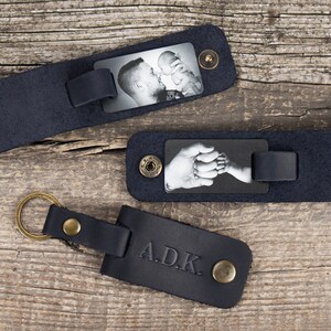 Leather Key Holder Engraved Photo on Metal Keychains 3 Year - Etsy