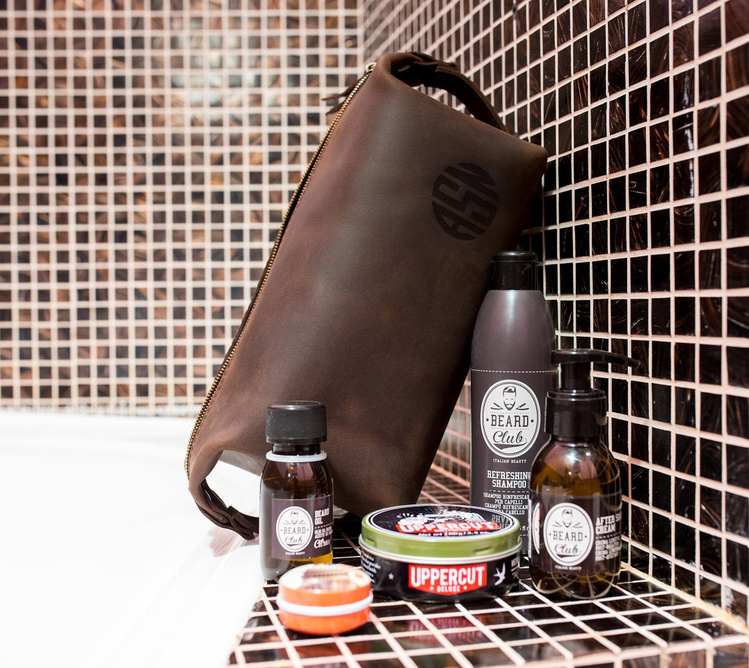 Custom Mens Shaving Kit, Mens Leather Shaving Bag, Leather Shave Bag ...
