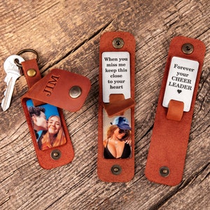 Leather Keychain With Photo, Personalized Leather Photo Keychain ...