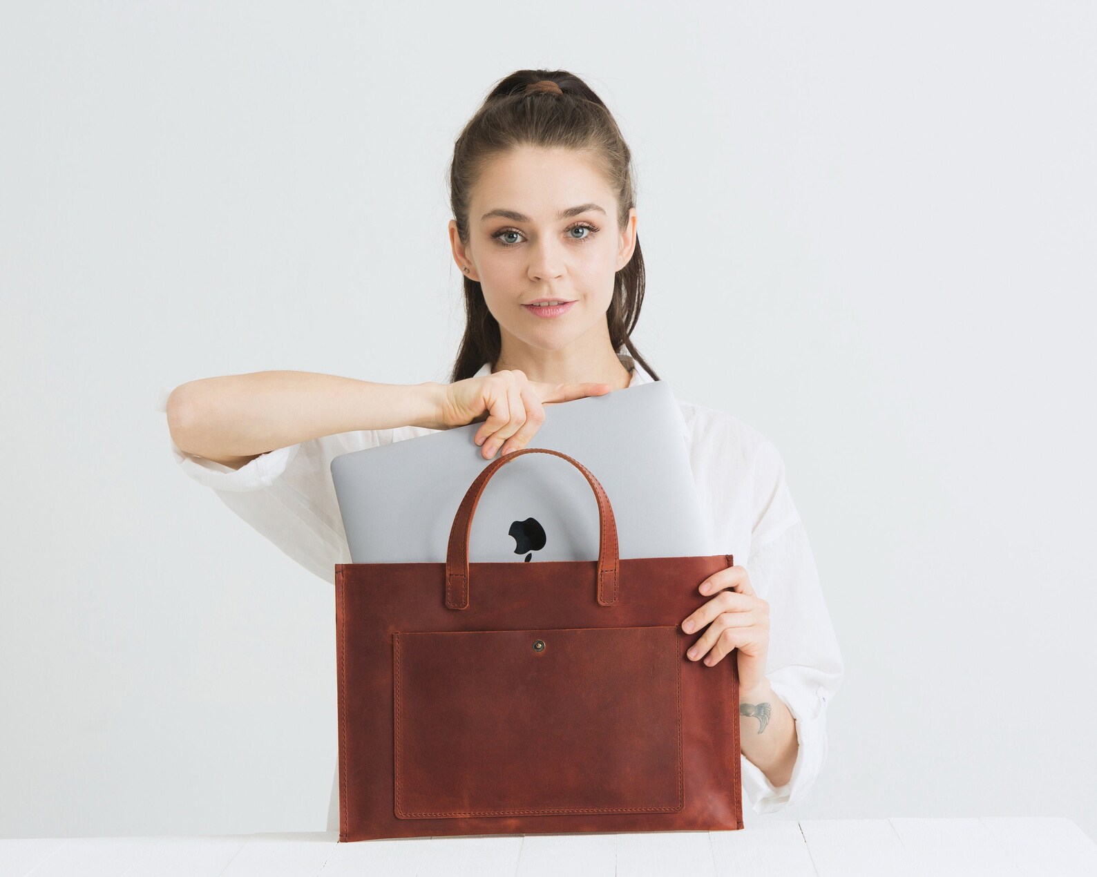Premium Leather Laptop Sleeve With Handle Leather Macbook | Etsy