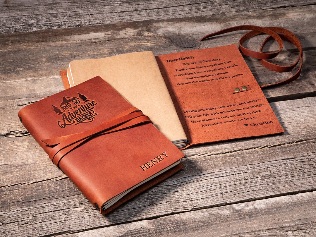 Personalized Leather Journal Engraved Leather Notebook - Etsy