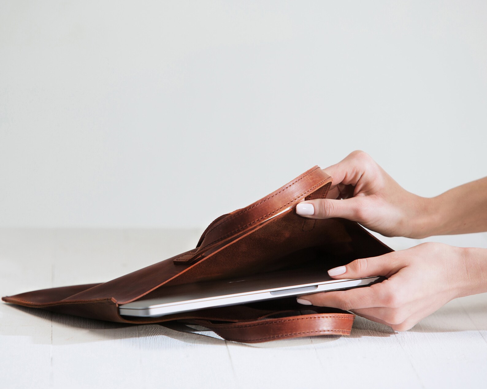 Premium Leather Laptop Sleeve With Handle Leather Macbook - Etsy