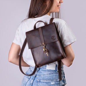 Personalized Leather Mini Backpack With Monogram Small - Etsy