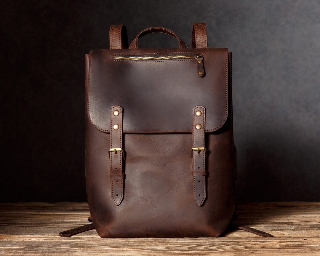 Mens Leather Backpack, Leather Laptop Backpack, Personalized Man ...