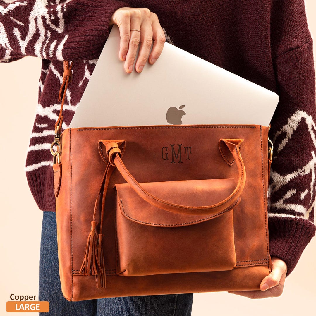 Personalized Leather Laptop Bag, Personalized Woman Laptop Bag ...