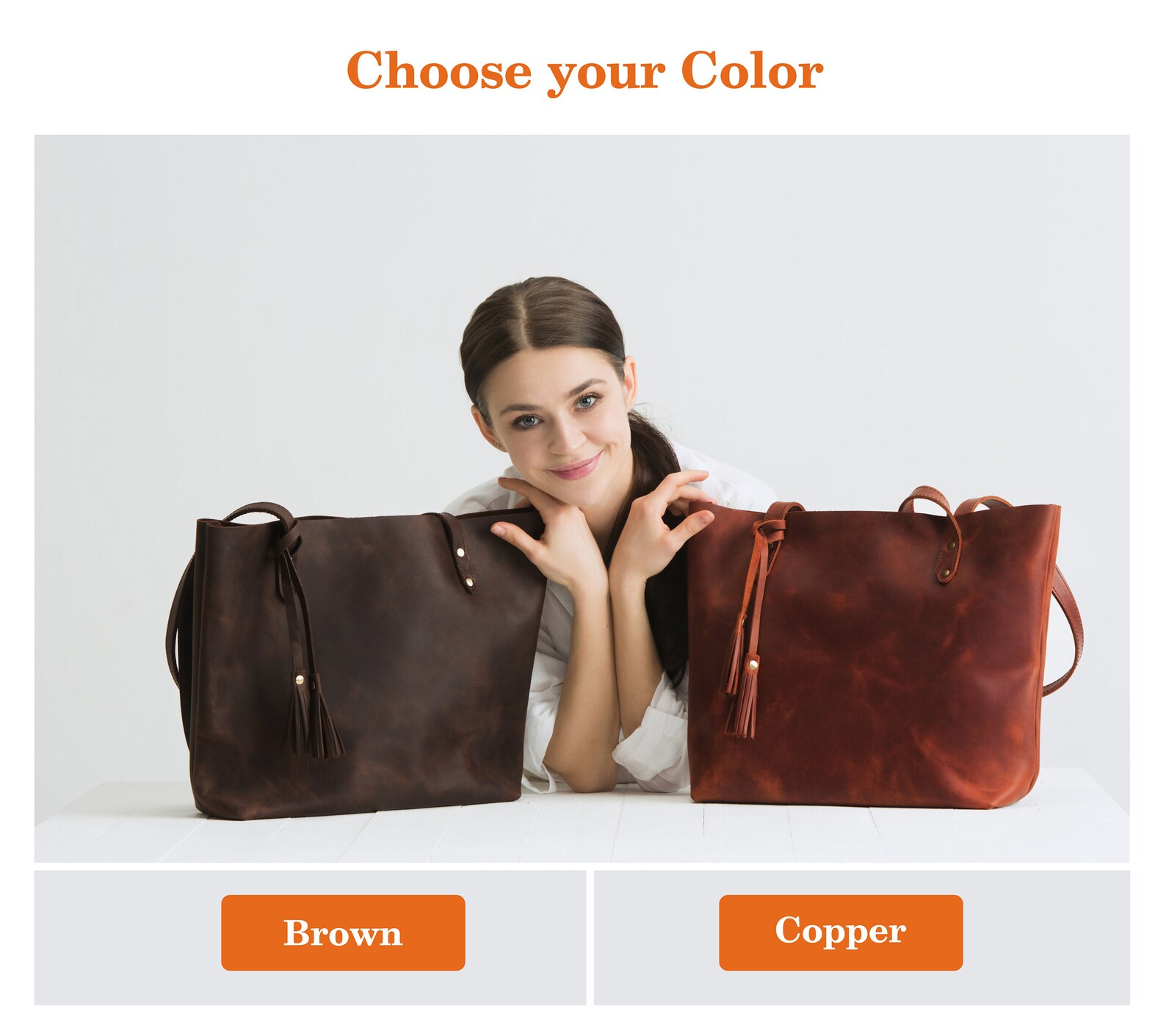 Copper LEATHER Tote Bag Crossbody Leather Bag Leather | Etsy