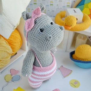 Summer Hippo, Summer Stuffer Toy, Heatwave Hippo, Crochet Swimmer Doll ...