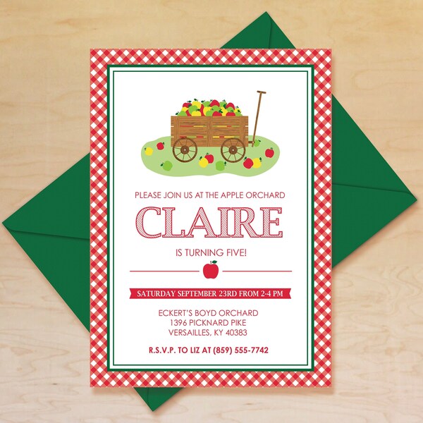 Apple Birthday Invitations - Etsy