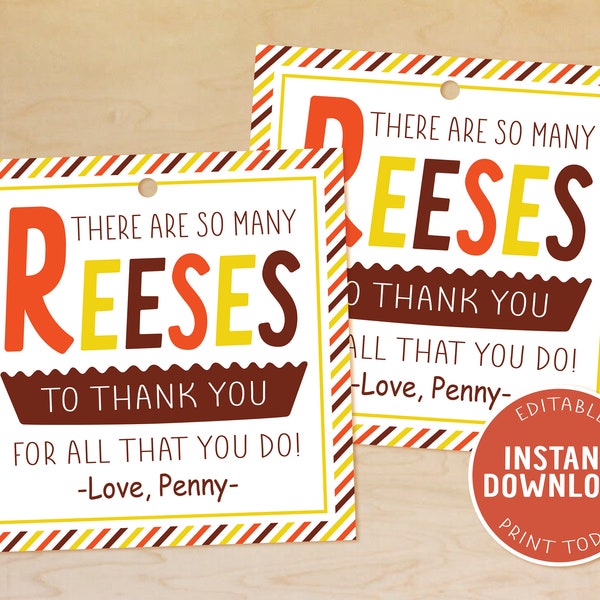 Reeses Thank You - Etsy