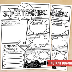 Superhero Teacher Appreciation Printable All About My - Etsy