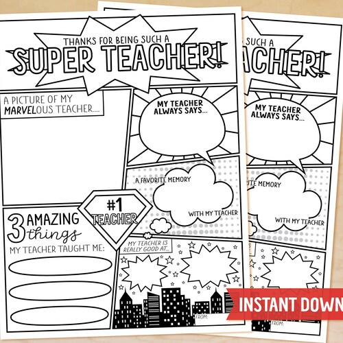 Coloring Teacher Appreciation Week Card INSTANT DOWNLOAD - Etsy