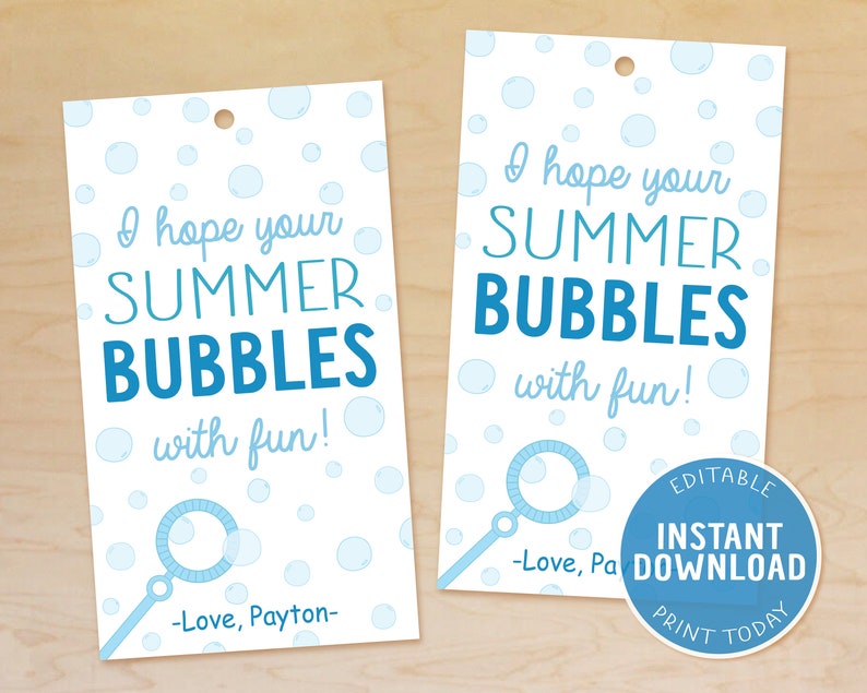 Hope Your Summer Bubbles With Fun End of the Year Tag Summer - Etsy