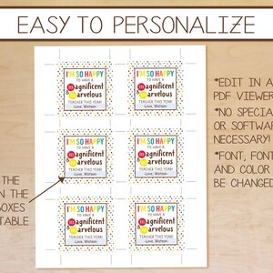 Back to School Gift Tags for Teacher, M and M Favor Tags, I'm so Happy ...