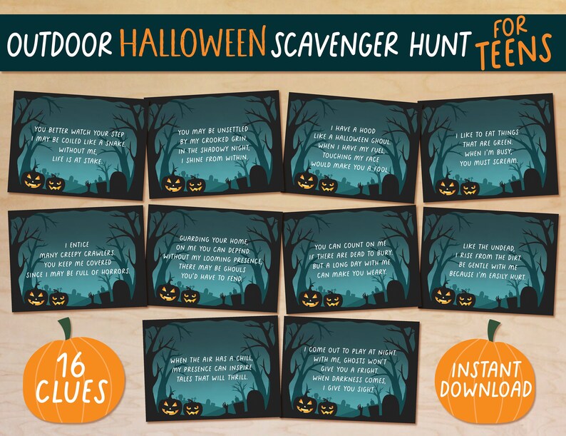 Halloween Scavenger Hunt for Teens Challenging Scavenger - Etsy