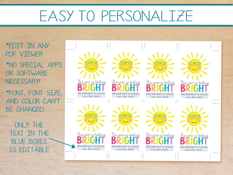 Back to School Gift Tags, This Year is Looking Bright, Welcome Back ...