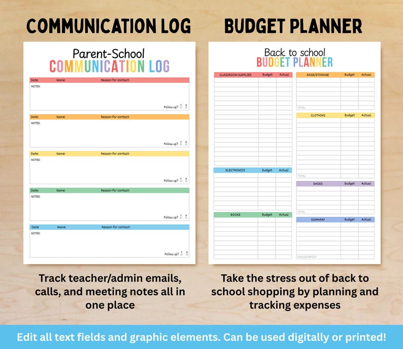 Back to School Printable Bundle, EDITABLE Canva Templates for Parents ...