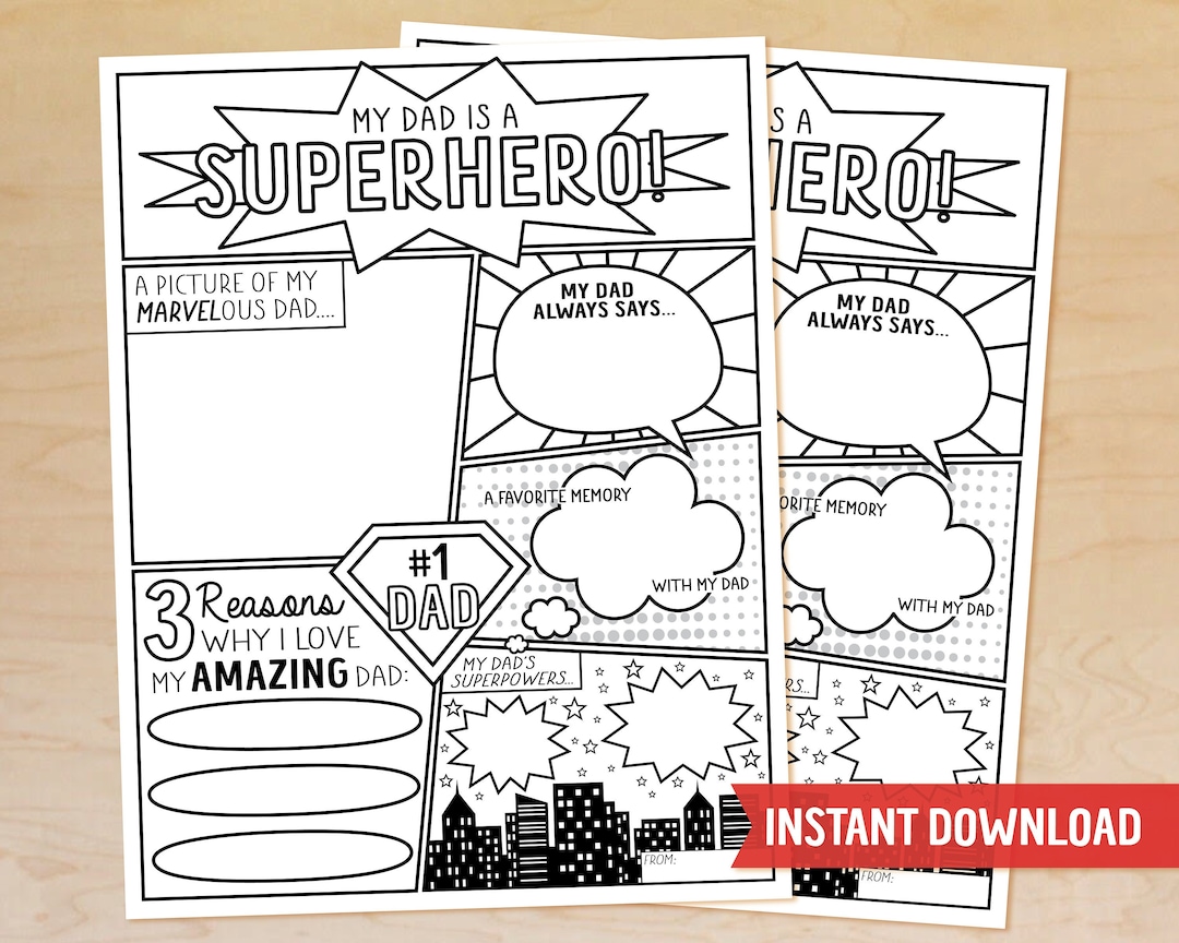 Superhero Father's Day Printable, My Dad is A Superhero, Gift for Dad ...