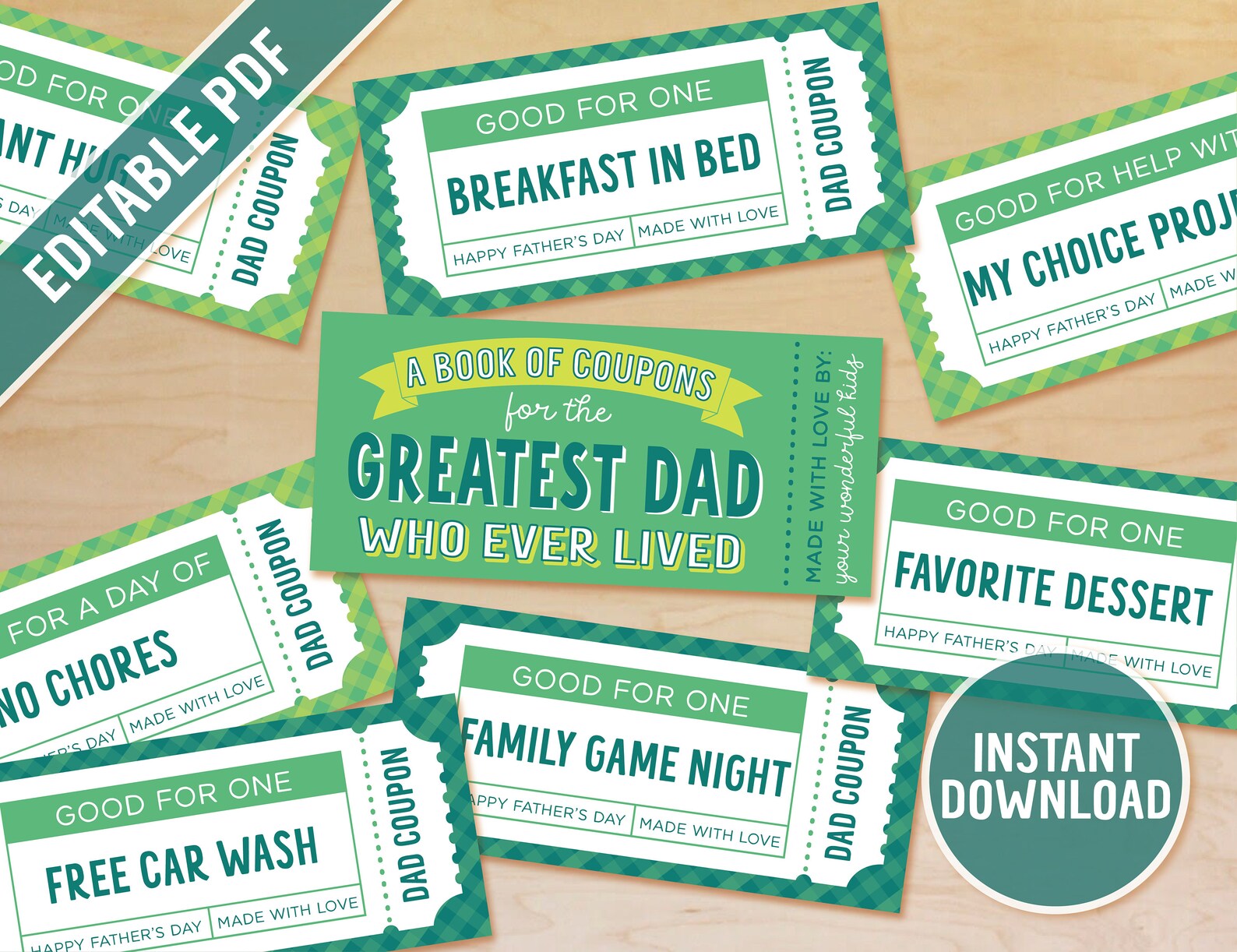 Editable Coupon Book for Dad Printable Father's Day - Etsy