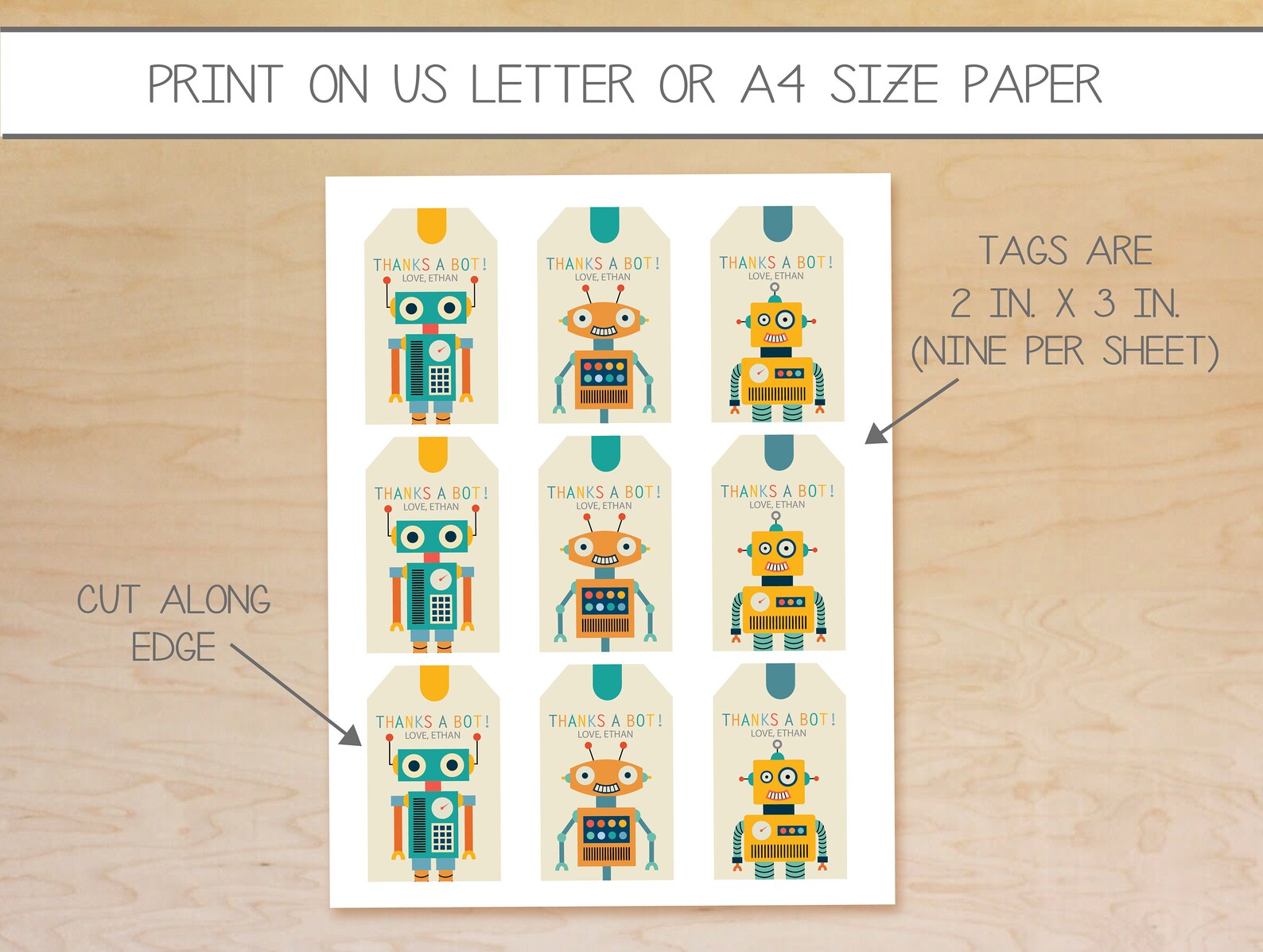 Robot Party Favor Tags Personalized Birthday Thank You Tags | Etsy