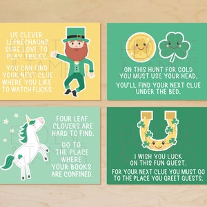 St Patricks Day Scavenger Hunt Clues, St. Patrick's Day Treasure Hunt ...