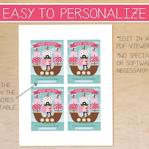 Girl Pirate Valentine Card, Classroom Valentine, School Valentine ...