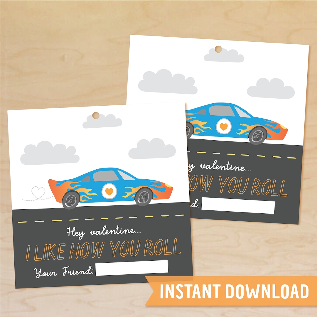 Race Car Valentine INSTANT DOWNLOAD, Racecar Classroom Valentine Tags ...