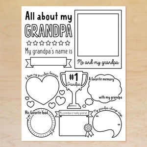 All About Grandpa Fill in Template, Father's Day Gift for Grandpa ...