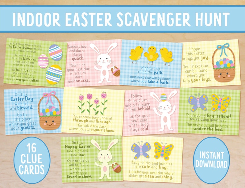 Indoor Easter Scavenger Hunt Clues Easter Egg Hunt Clue - Etsy