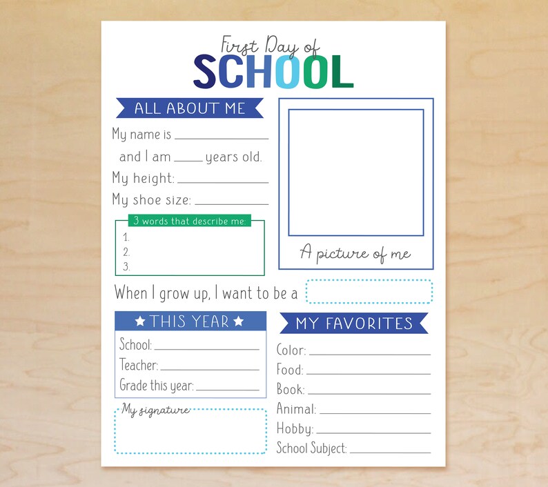 Back to School Interview, First Day of School Printable, Questionnaire ...