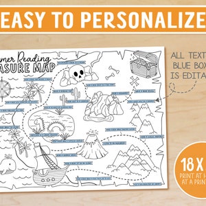 Summer Reading Printable for Kids, Summer Reading Treasure Map, Book ...