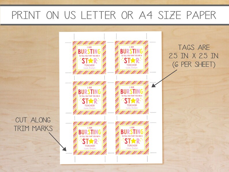 Back to School Gift Tag for Teachers I Am Bursting With - Etsy