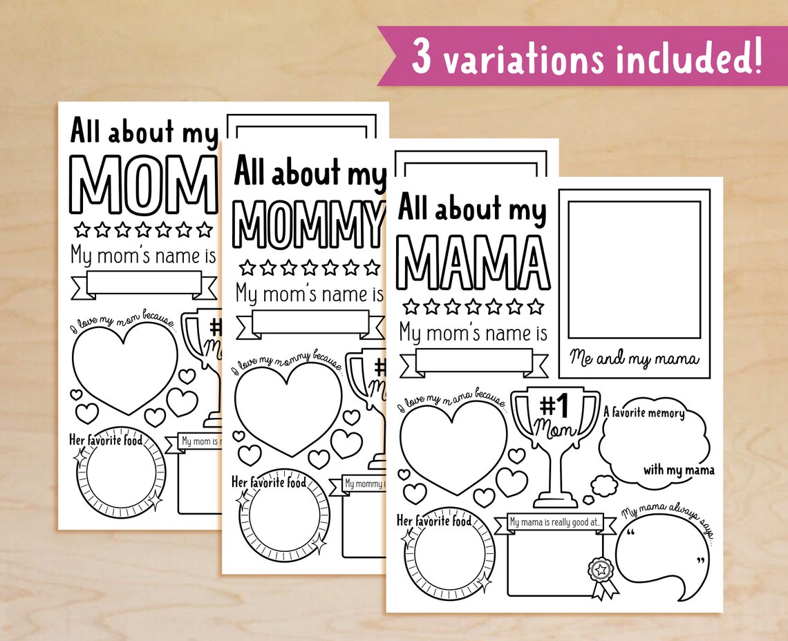 All About Mom Questionnaire Mother's Day Printable Kids - Etsy