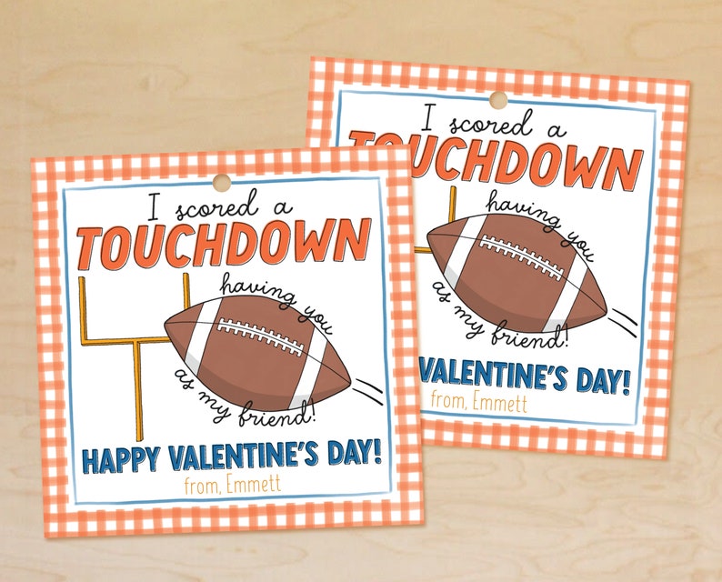 Football Valentine Tags Football Valentines Day Cards - Etsy