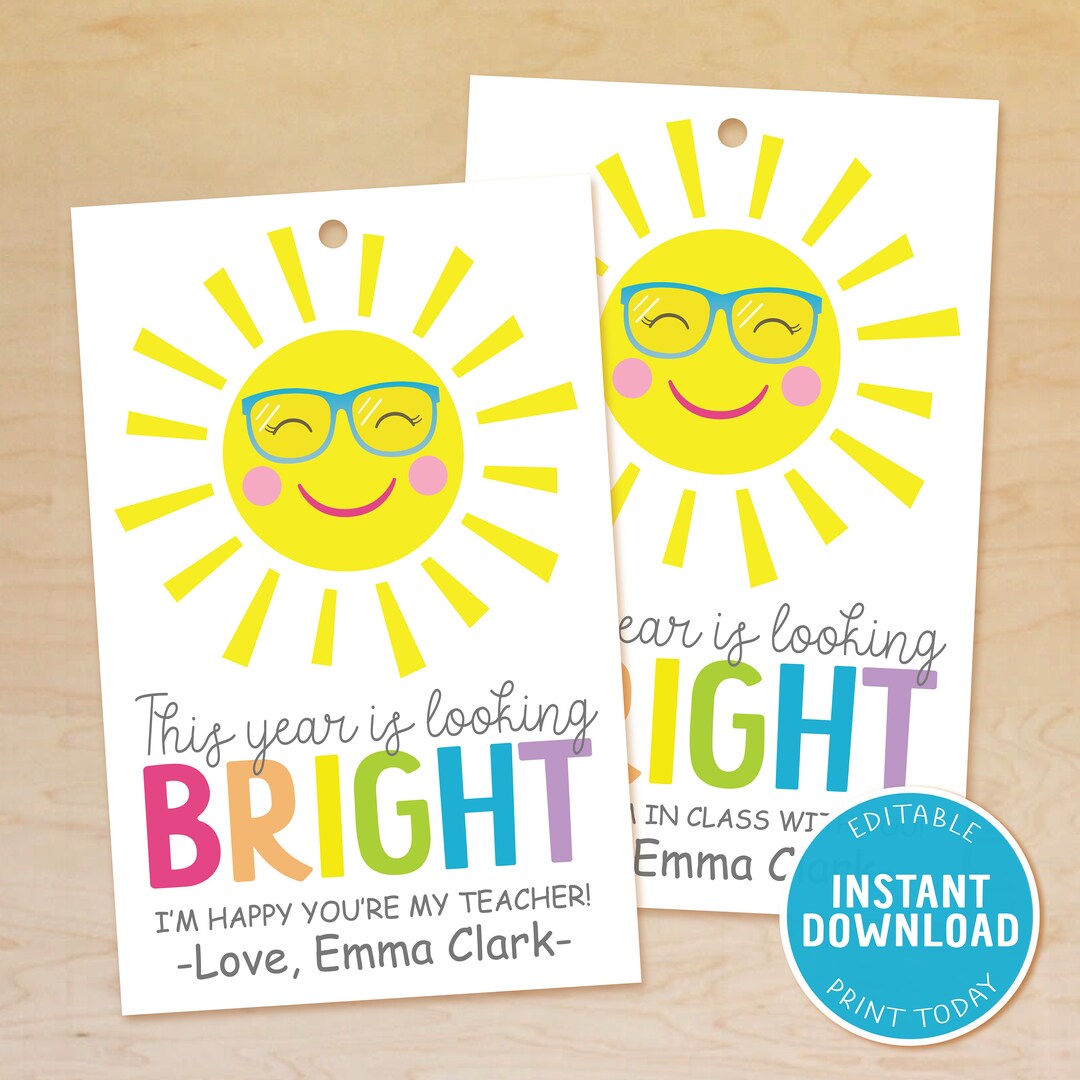 This Year is Looking Bright Tags, Back to School Gift Tag, Welcome Back ...