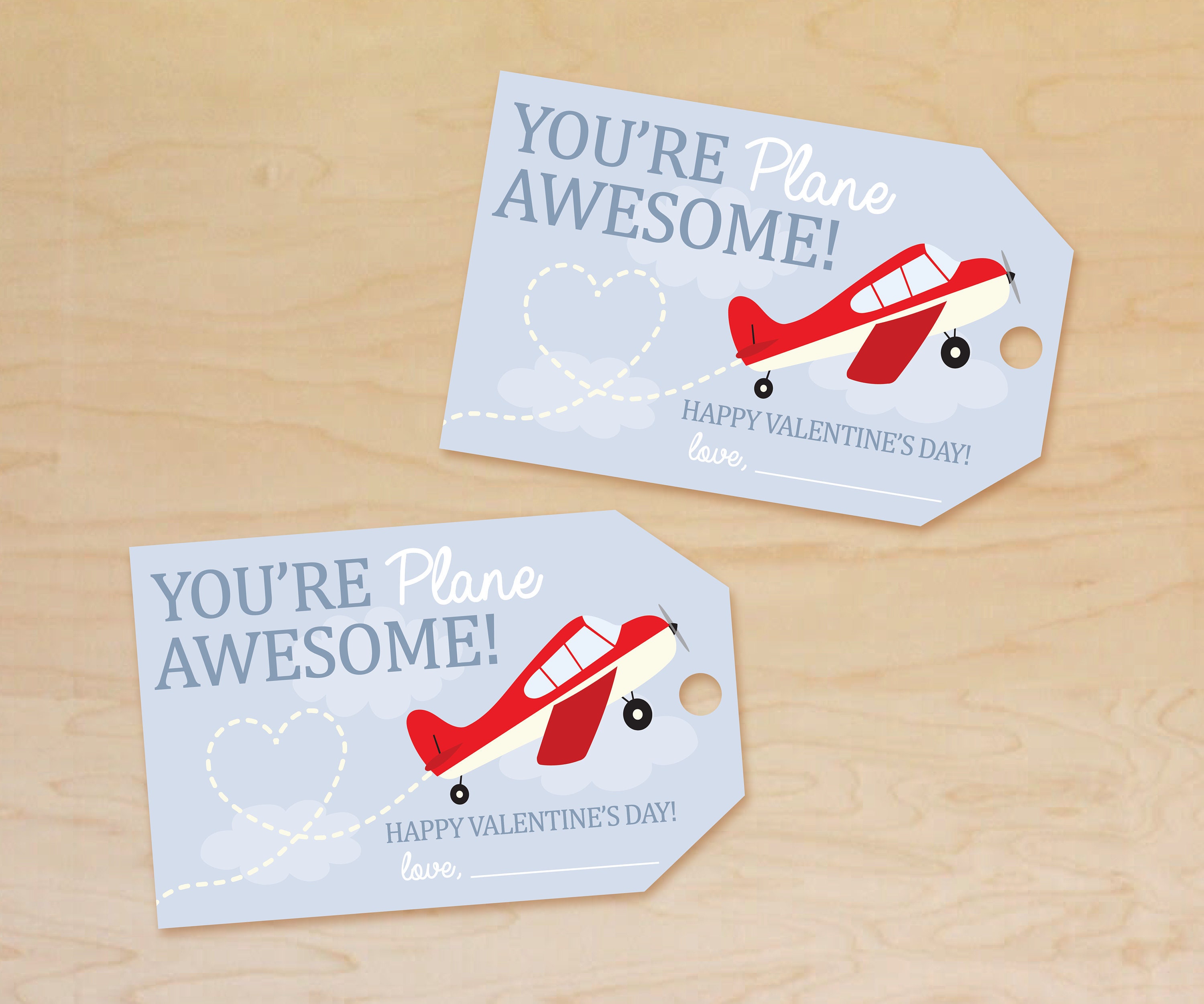 Airplane Valentine INSTANT DOWNLOAD, Classroom Valentine Tags ...