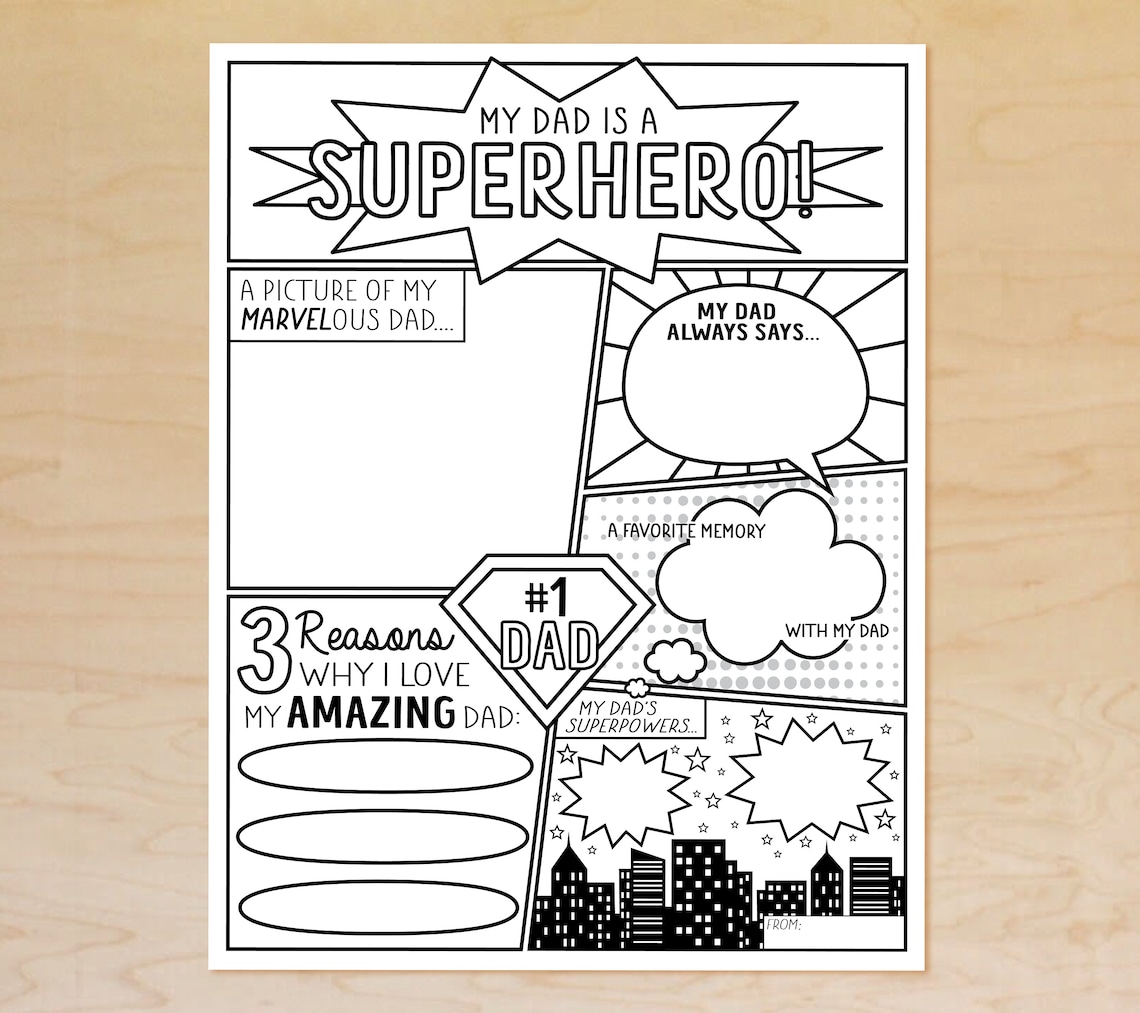 Superhero Father's Day Printable My Dad is A Superhero | Etsy