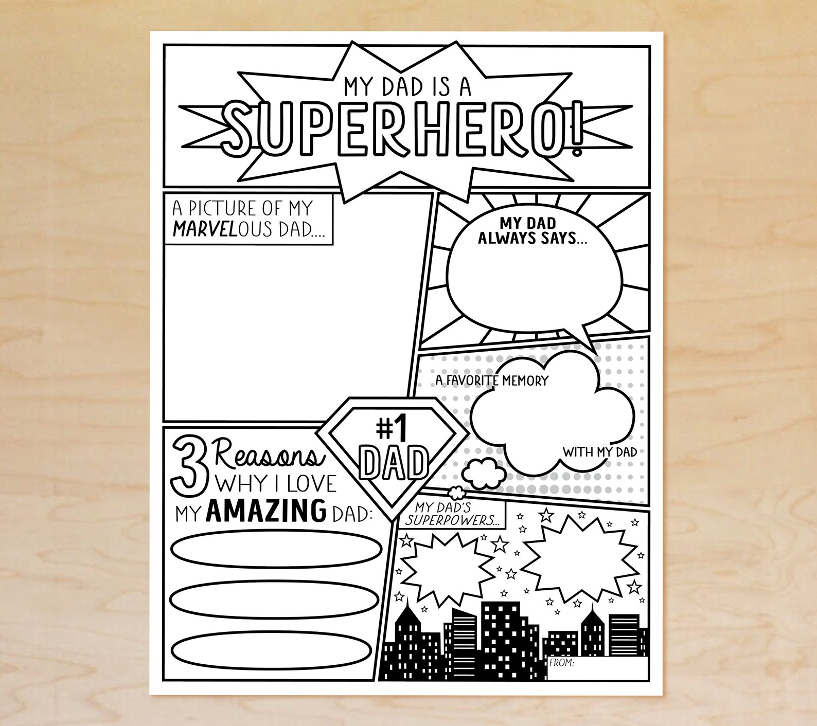 Superhero Father's Day Printable My Dad is A Superhero | Etsy