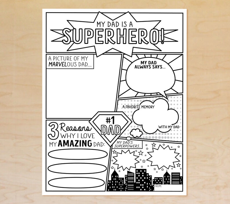 Superhero Father's Day Printable My Dad is A Superhero | Etsy