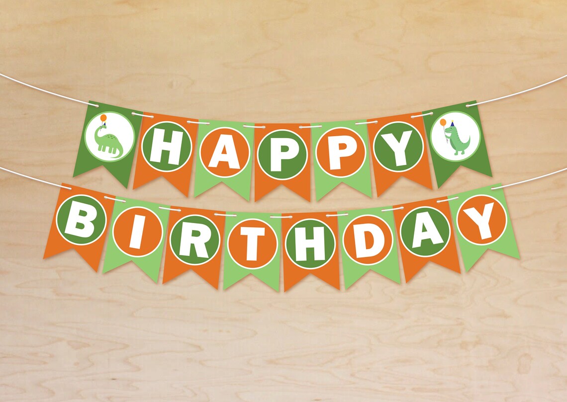 Dinosaur Birthday Banner Happy Birthday Banner Dinosaur - Etsy